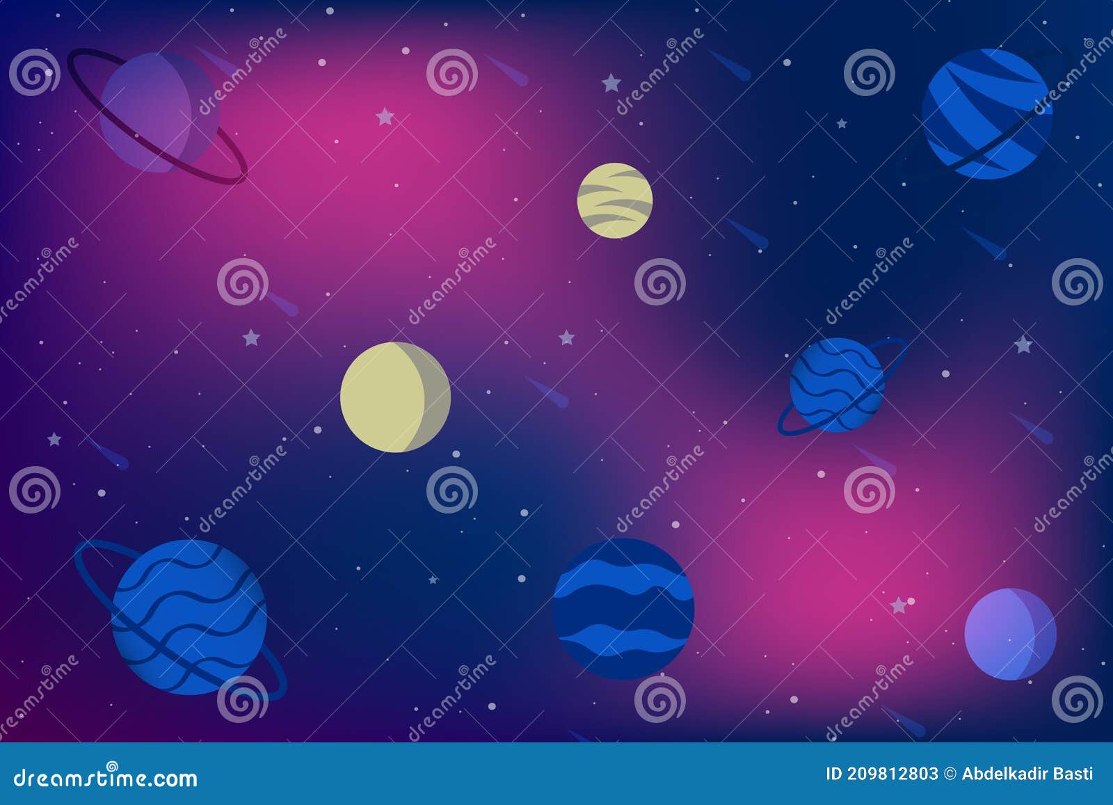 Space Background with Planets and Stars Stock Vector - Illustration of ...