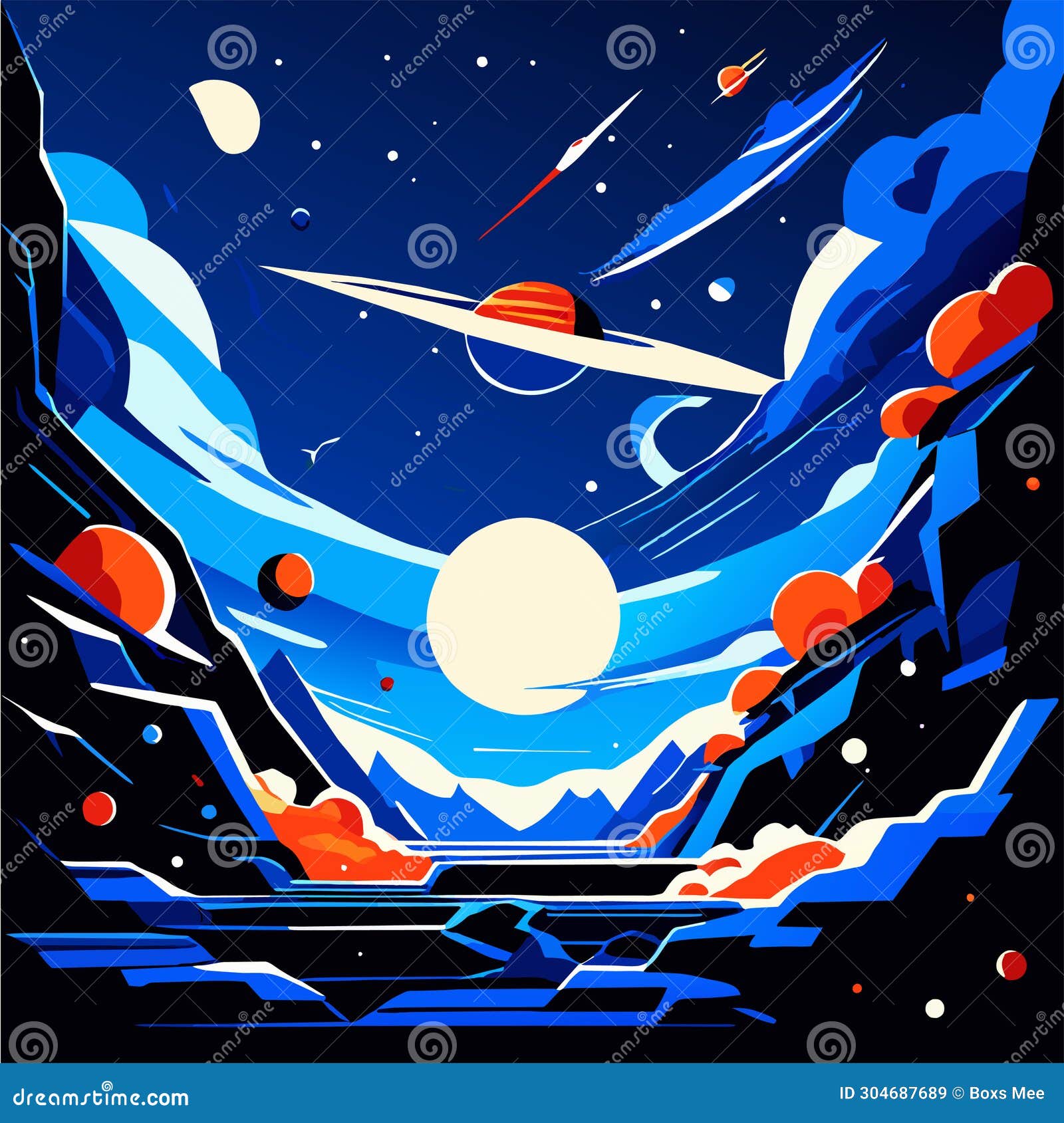 Space Background with Planets, Stars and Nebula. Vector Illustration ...