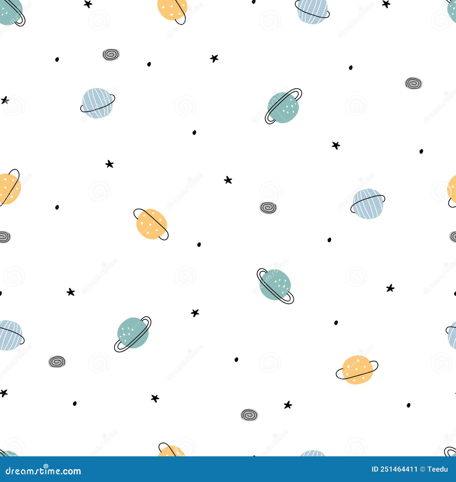 Space Background Seamless Pattern for Kids Cartoon Style Design. Use ...