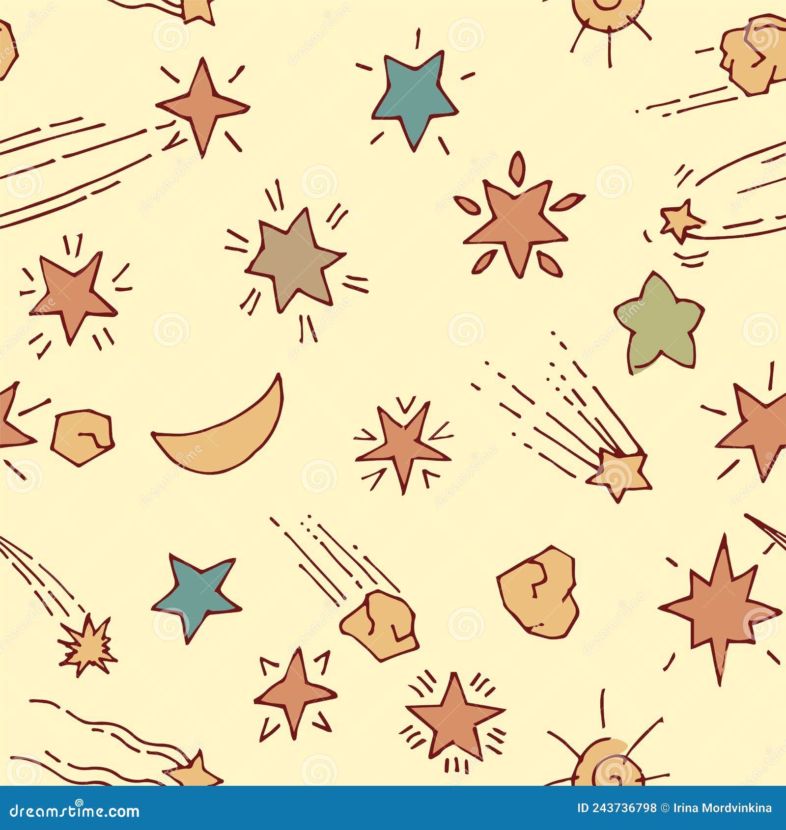 Space Background. Seamless Pattern. Planets and Stars. Beautiful Space ...