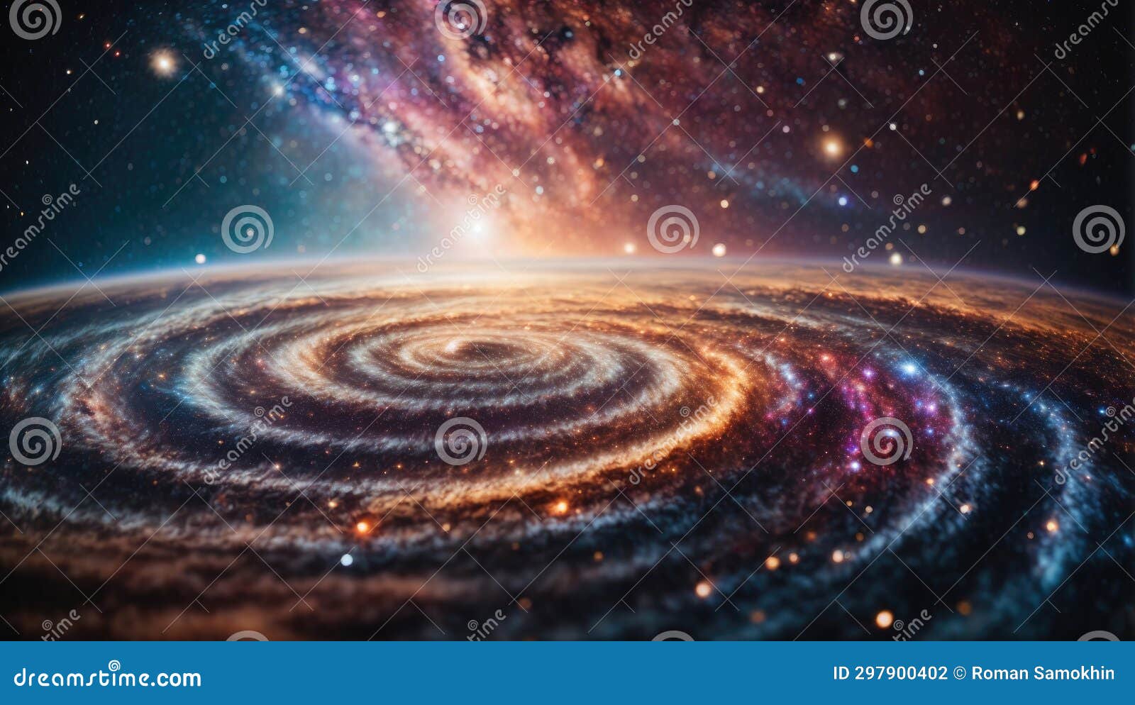 Space Background with Spiral Galaxy and Stars. the Universe of Rays and ...