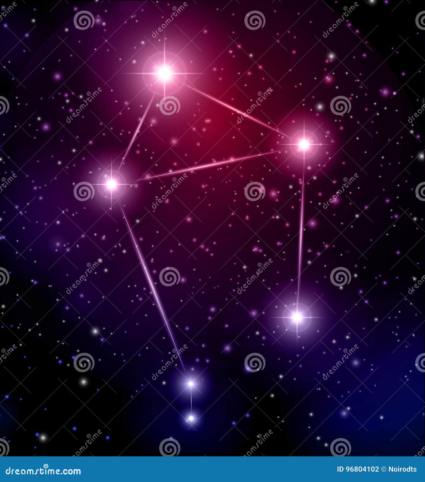 Libra Constellation On A Purple Background.. Schematic Representation ...
