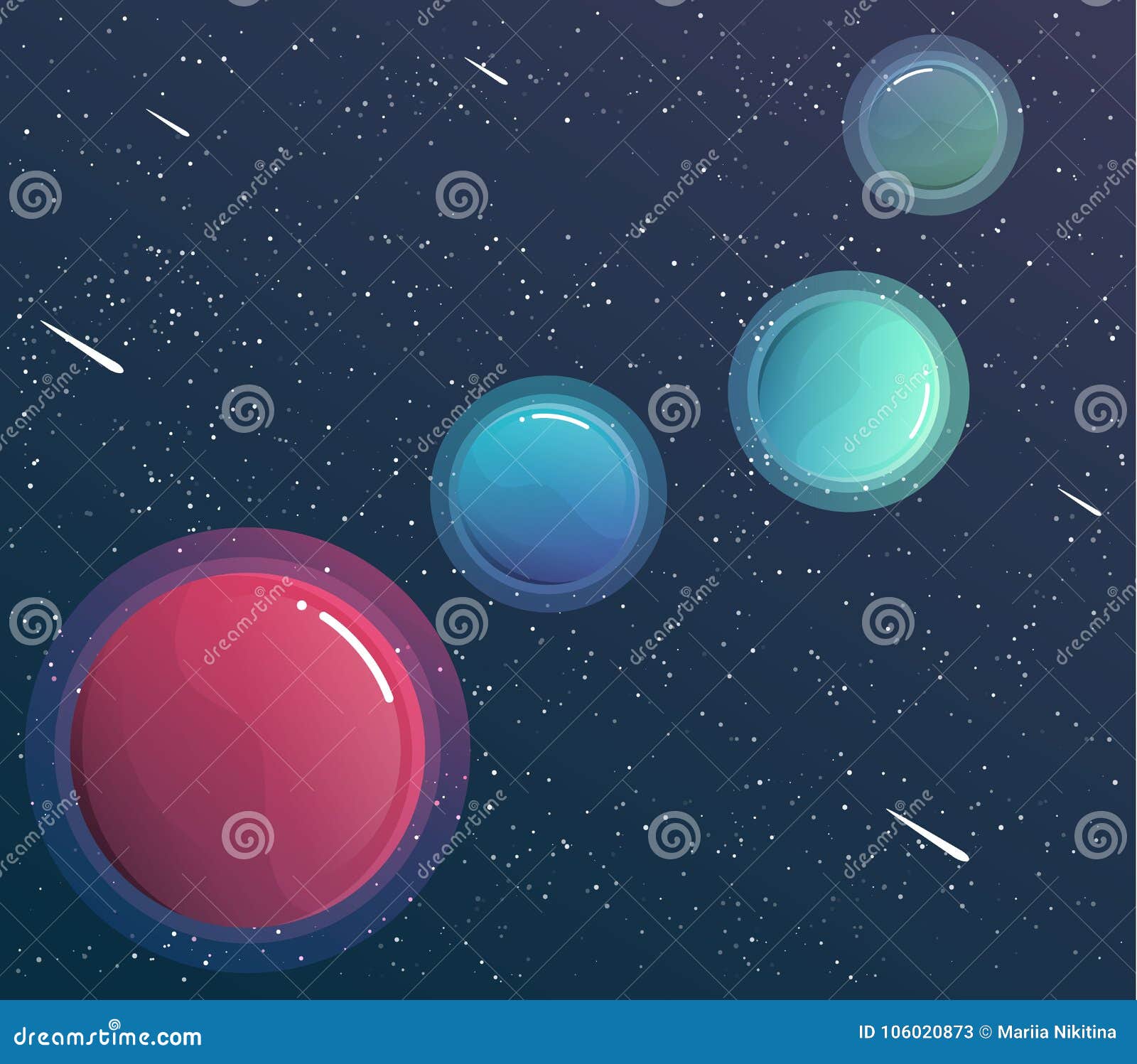 Space banner with planets stock vector. Illustration of galaxy - 106020873