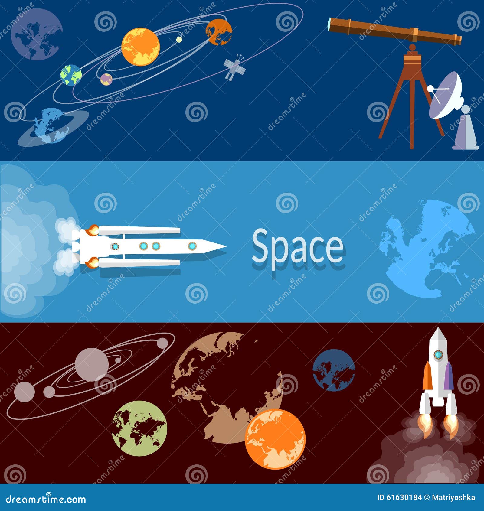 Space banners concept stock vector. Illustration of knowledge - 61630184
