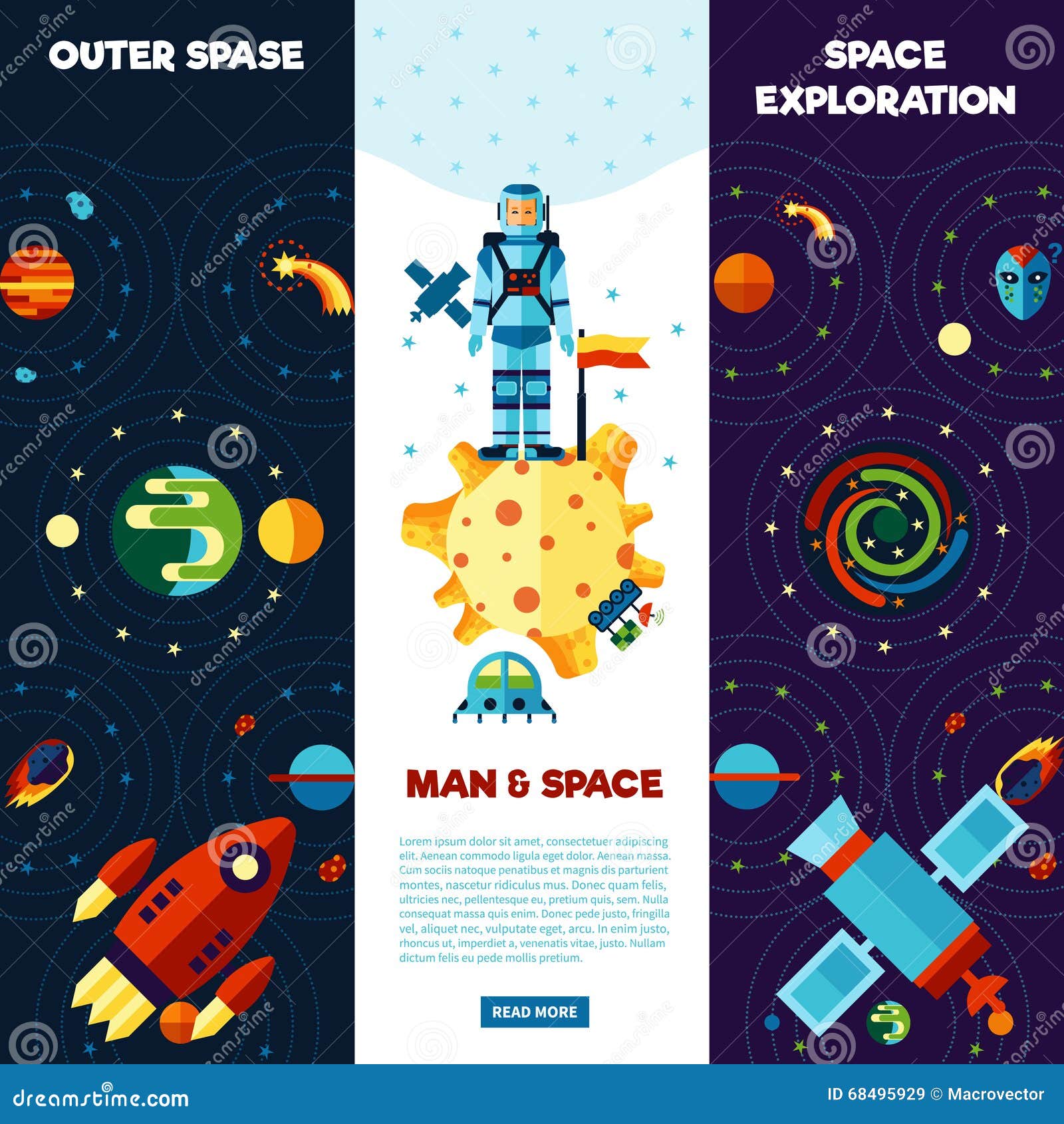 Space Banners Set stock vector. Illustration of earth - 68495929