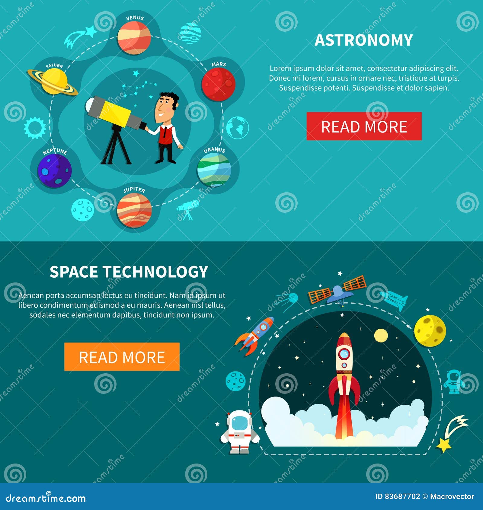 Space Banners Set stock vector. Illustration of planets - 83687702