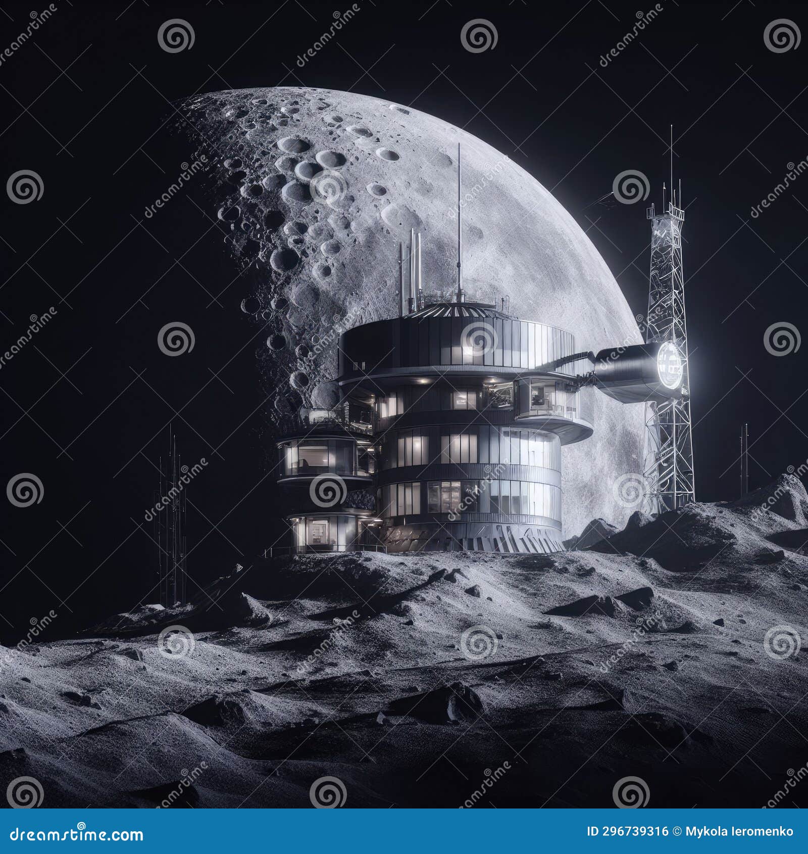 A Space Base on Another Planet. Stock Illustration - Illustration of ...