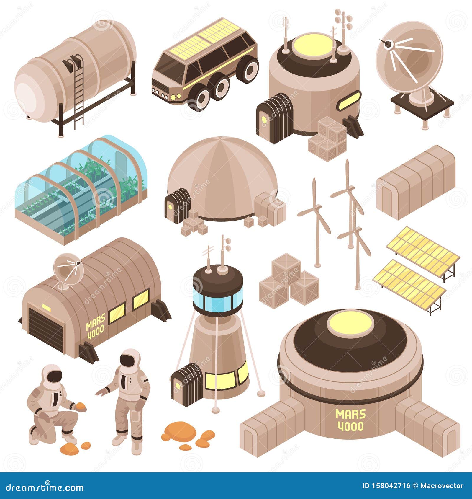 Space Base Isometric Set stock vector. Illustration of collection ...