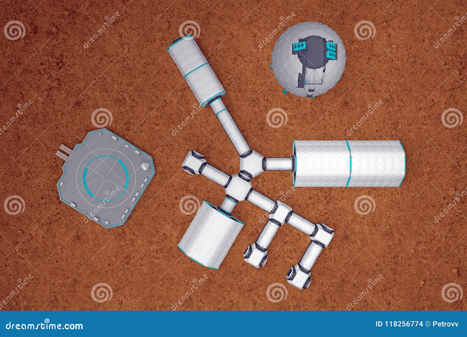 Space Base on Mars Top View Stock Illustration - Illustration of sand ...