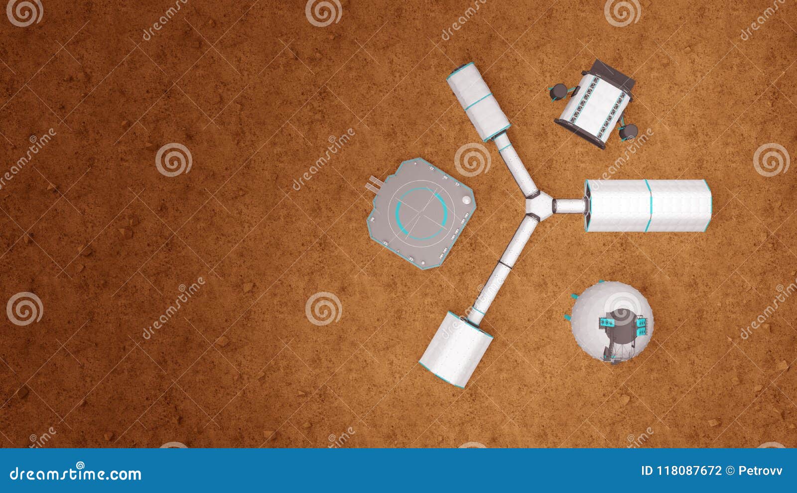 Space Base on Mars Top View Stock Illustration - Illustration of ...