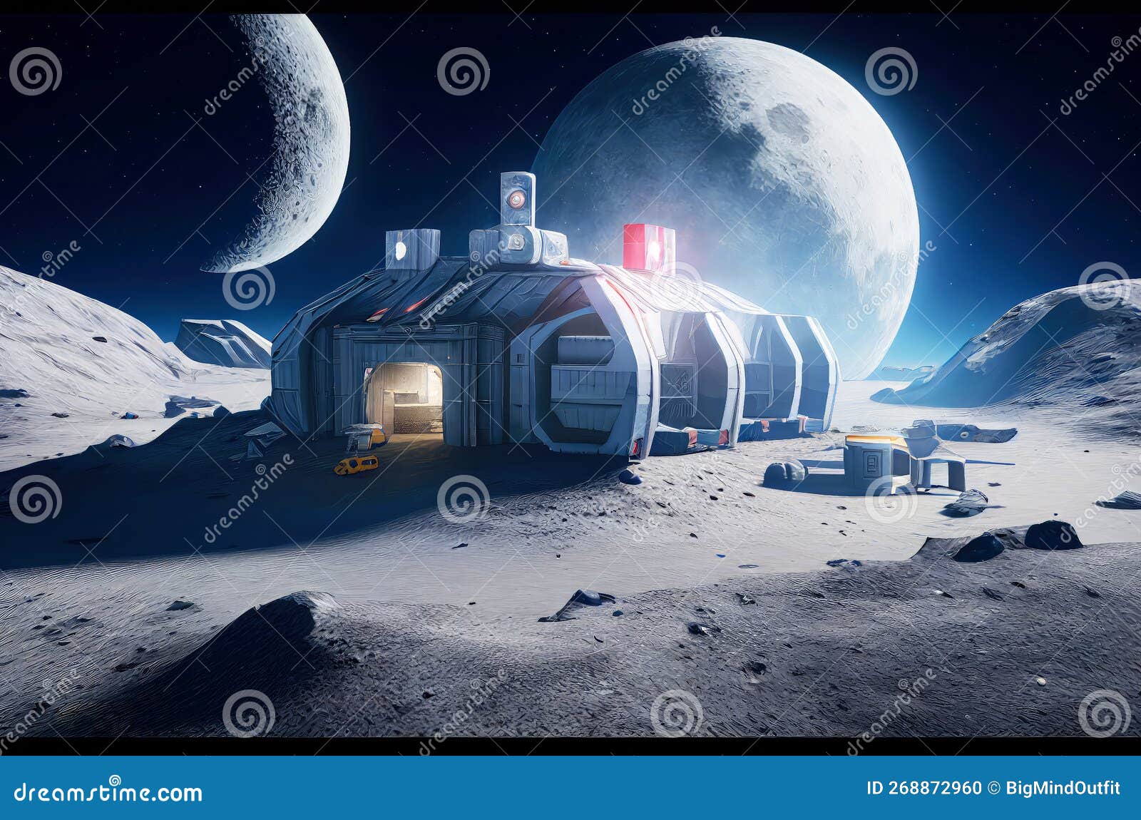 Space Base on the Extraterrestrial Planet. Generative Ai Illustration ...