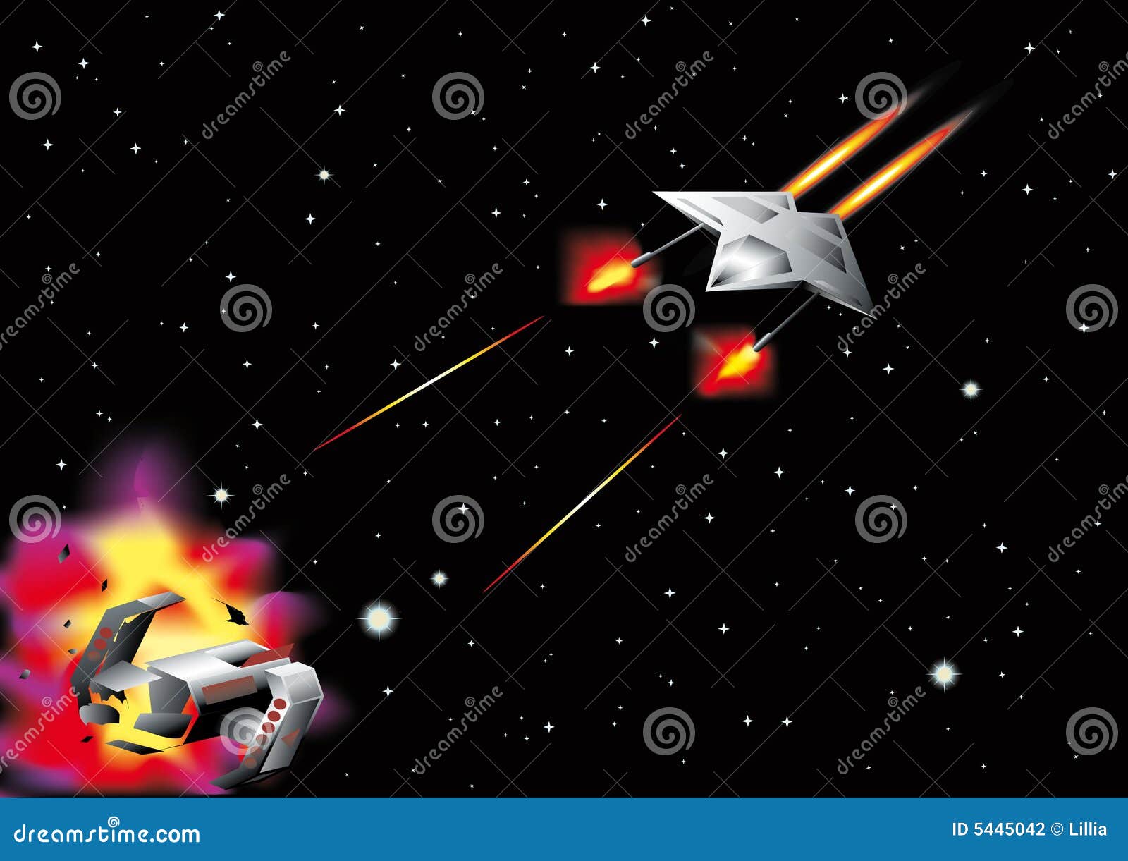 Space battle stock vector. Illustration of orbiting, battle - 5445042