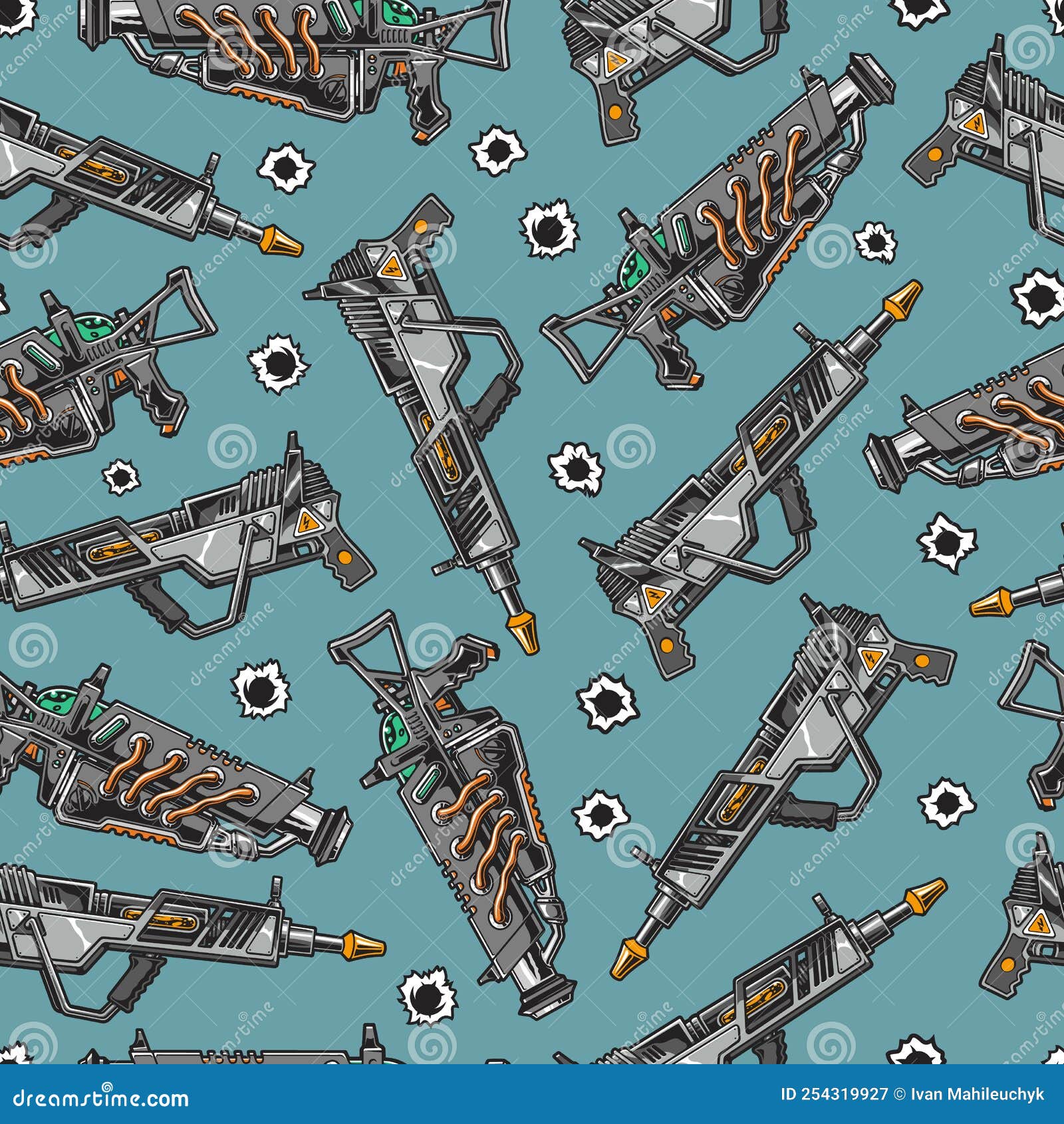 Space Blasters Seamless Pattern Colorful Stock Vector - Illustration of ...