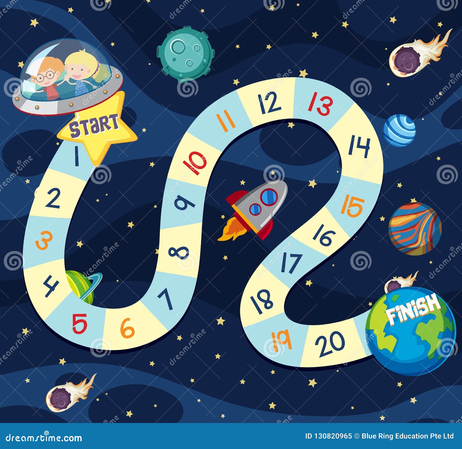 Space board game template stock vector. Illustration of clipart - 130820965