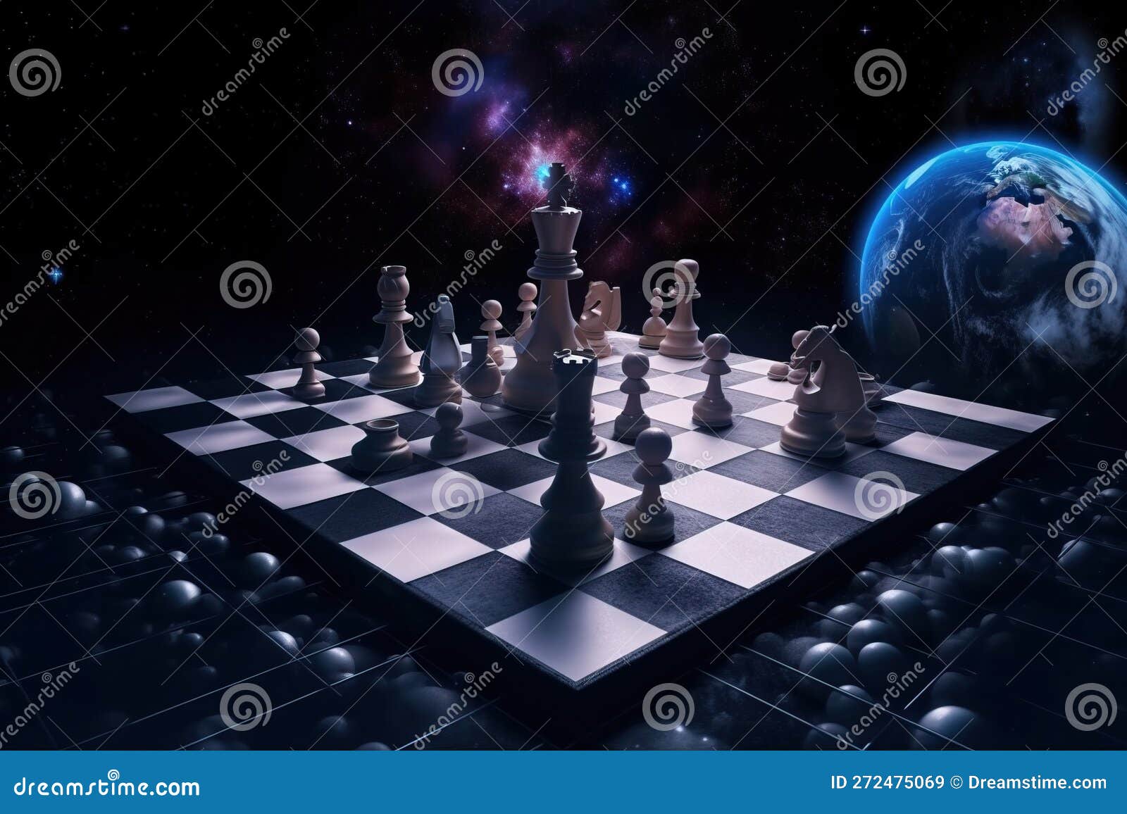 Space Board Intellectual Game Chess. Game Positions of Figures. AI ...