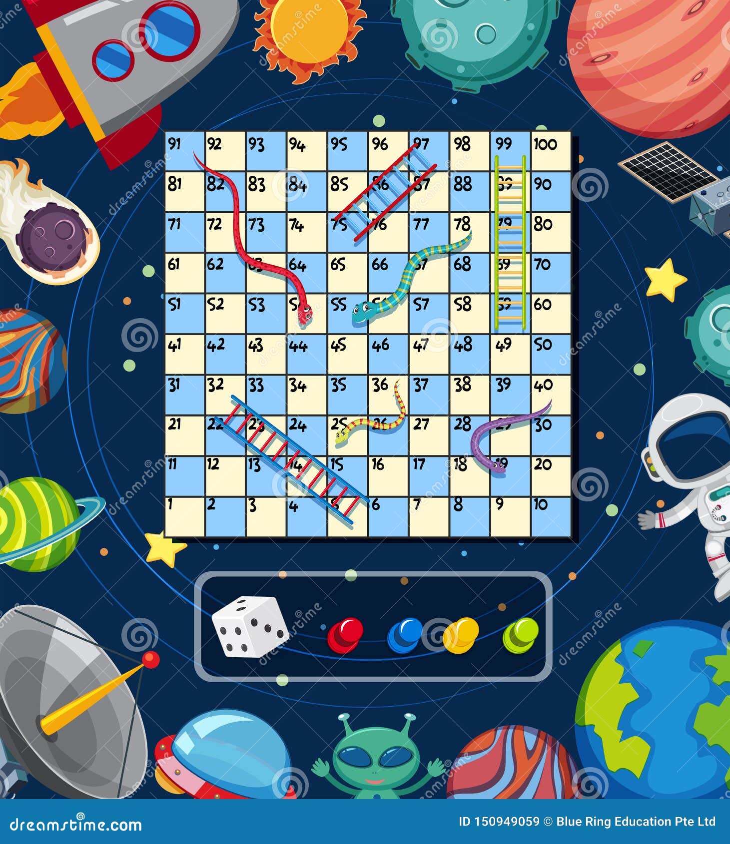 A space boardgame template stock vector. Illustration of cartoon ...