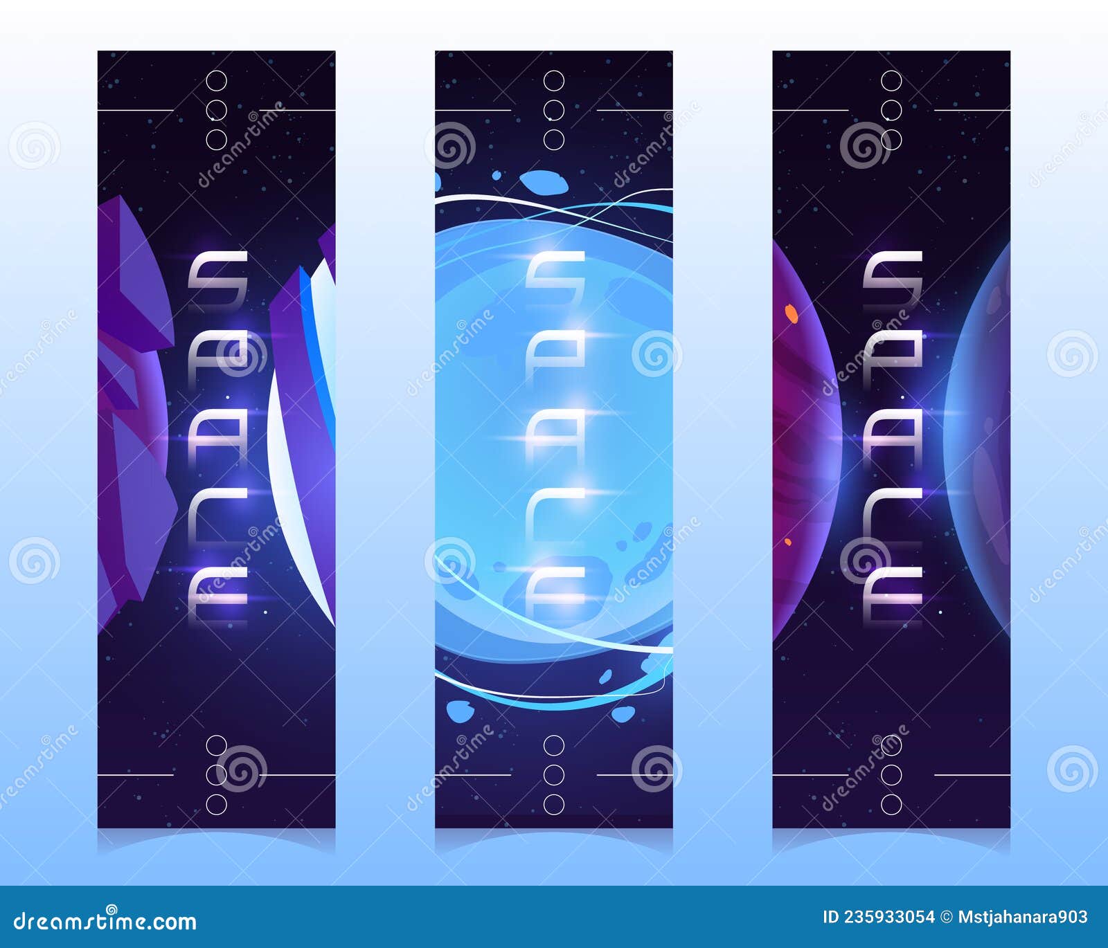 Space Bookmarks with Alien Planets in Cosmos Stock Vector ...