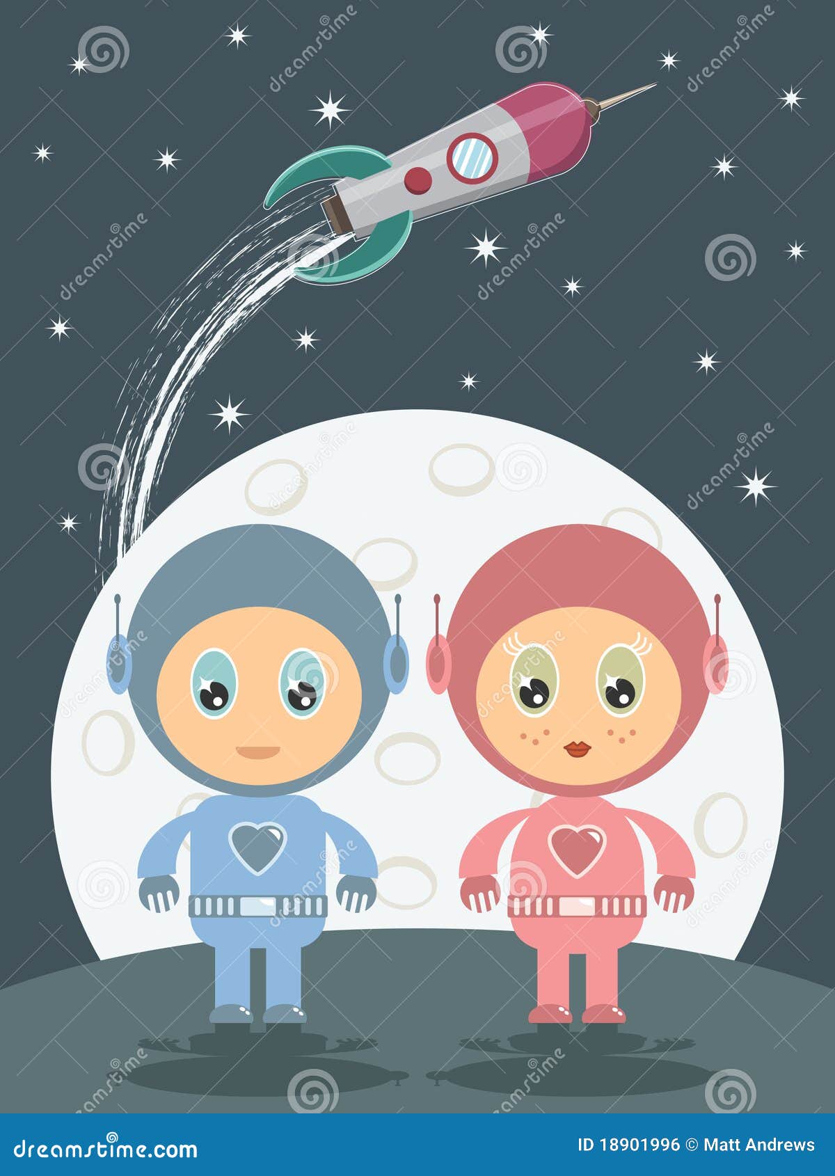 Space boy and girl stock vector. Illustration of helmet - 18901996
