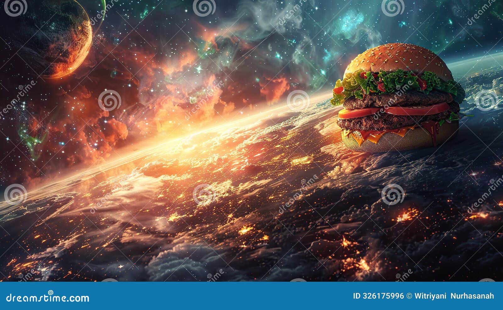 Space Burger: a Delicious Journey through the Galaxy Stock Illustration ...