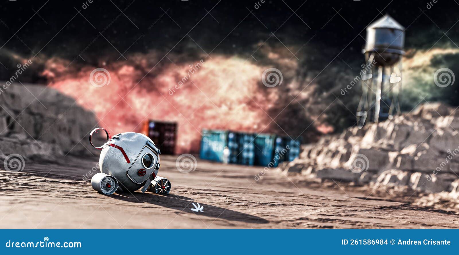 Space Capsule in a Desert Canyon Stock Illustration - Illustration of ...