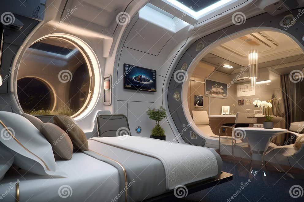 Space Capsule Docking at a Luxury Space Hotel Stock Illustration ...