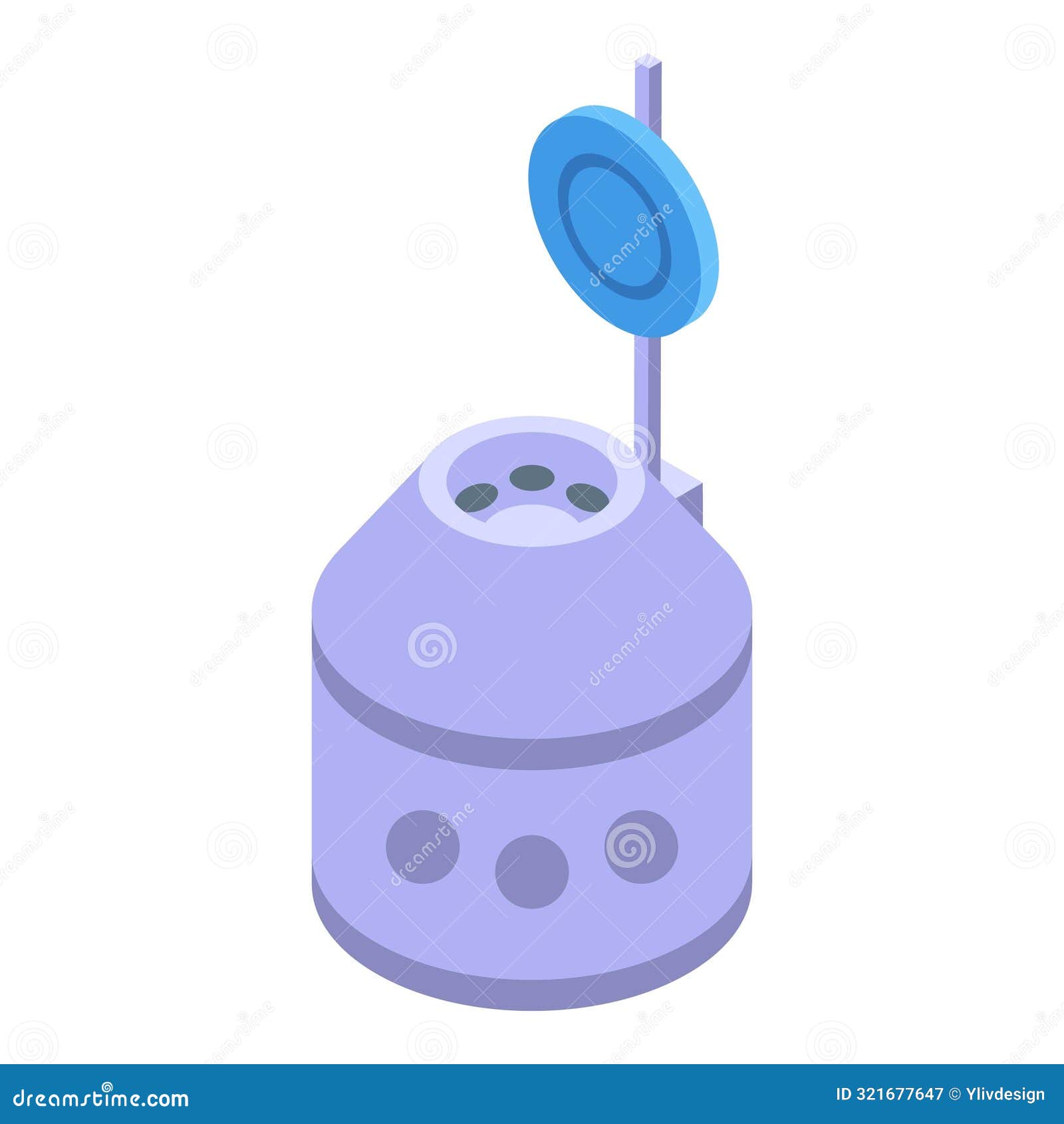 Space Capsule Floating in Space with Open Hatch and Antenna ...