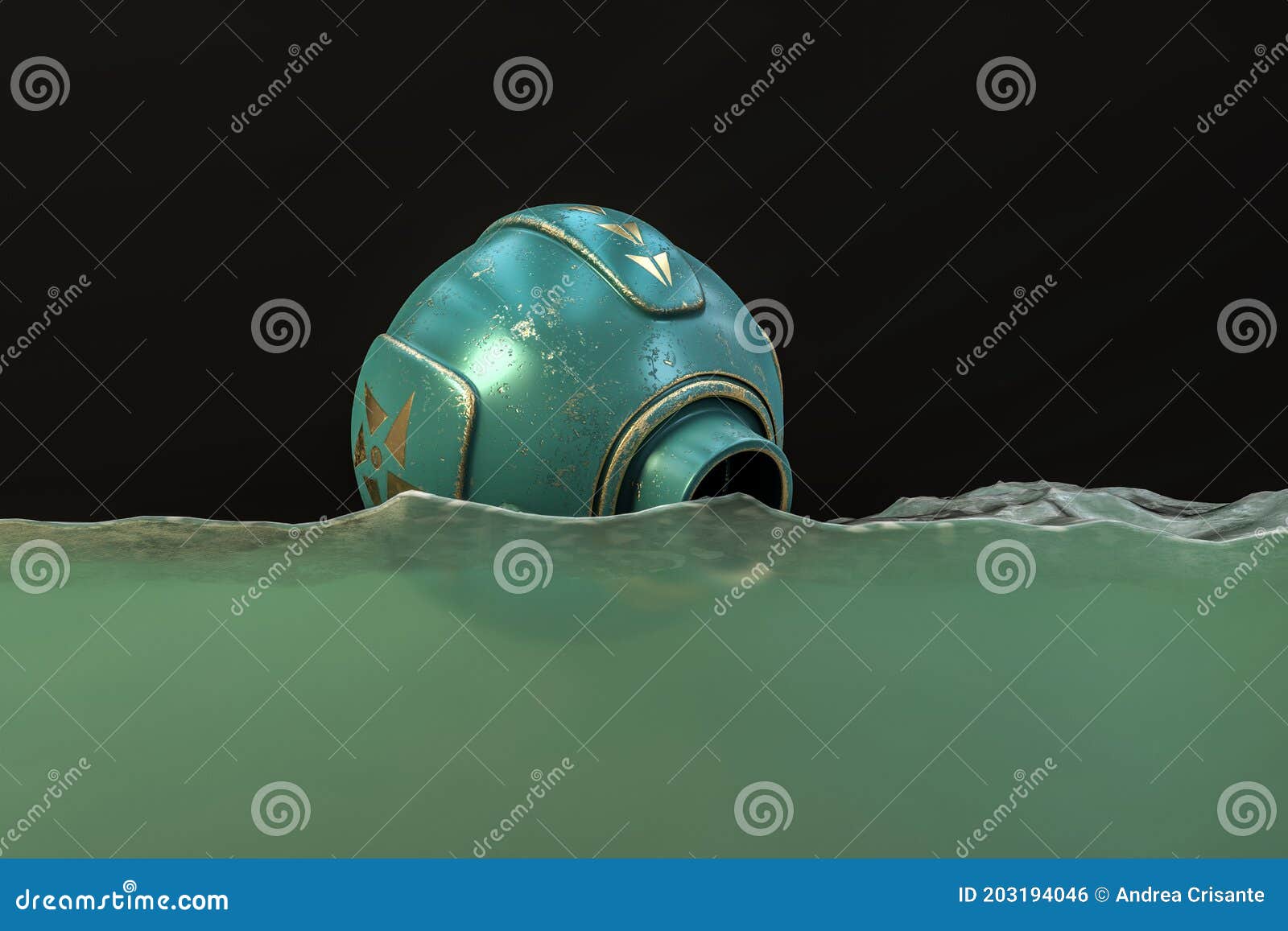 Space Capsule Floats in the Water Stock Illustration - Illustration of ...