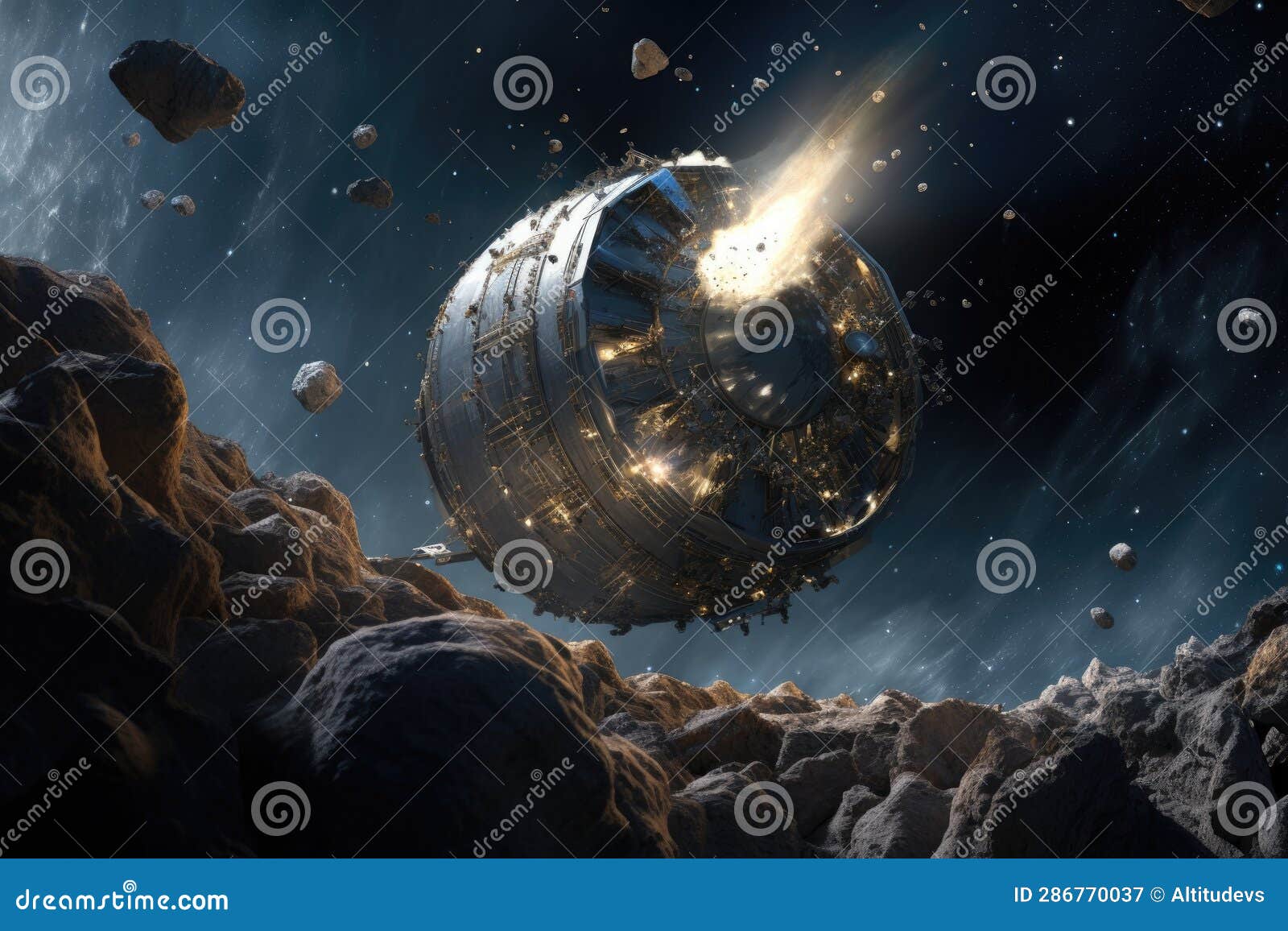 Space Capsule Loaded with Asteroid Resources Stock Image - Image of ...