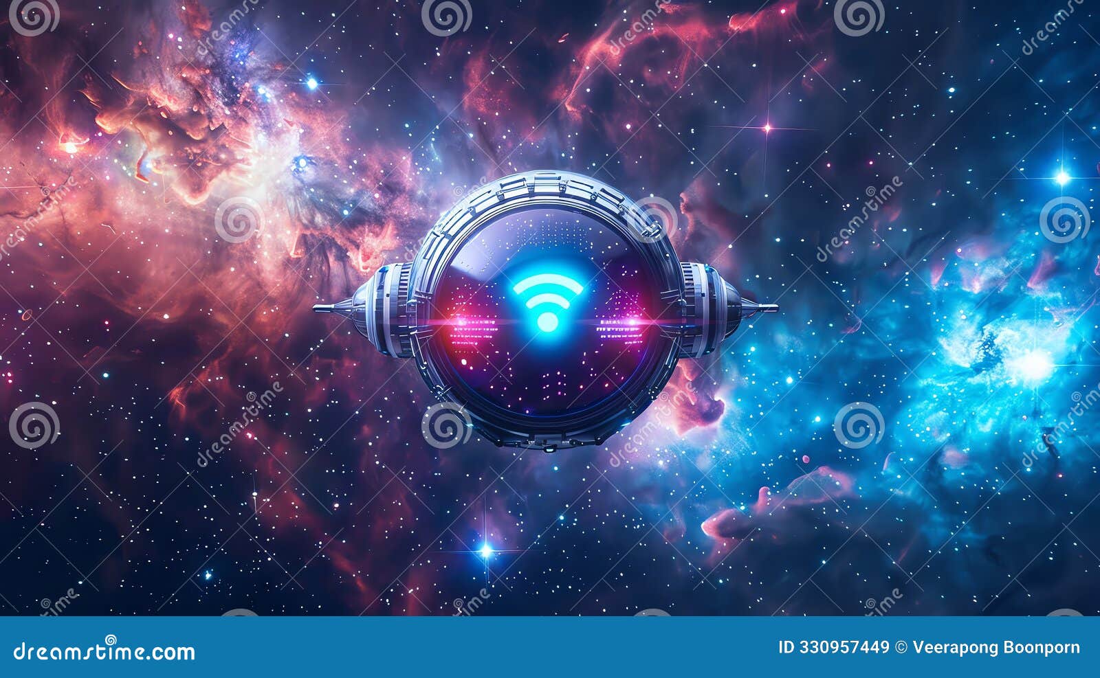 Space Capsule Docking Station With Entrance Hatch On Platform Cartoon ...