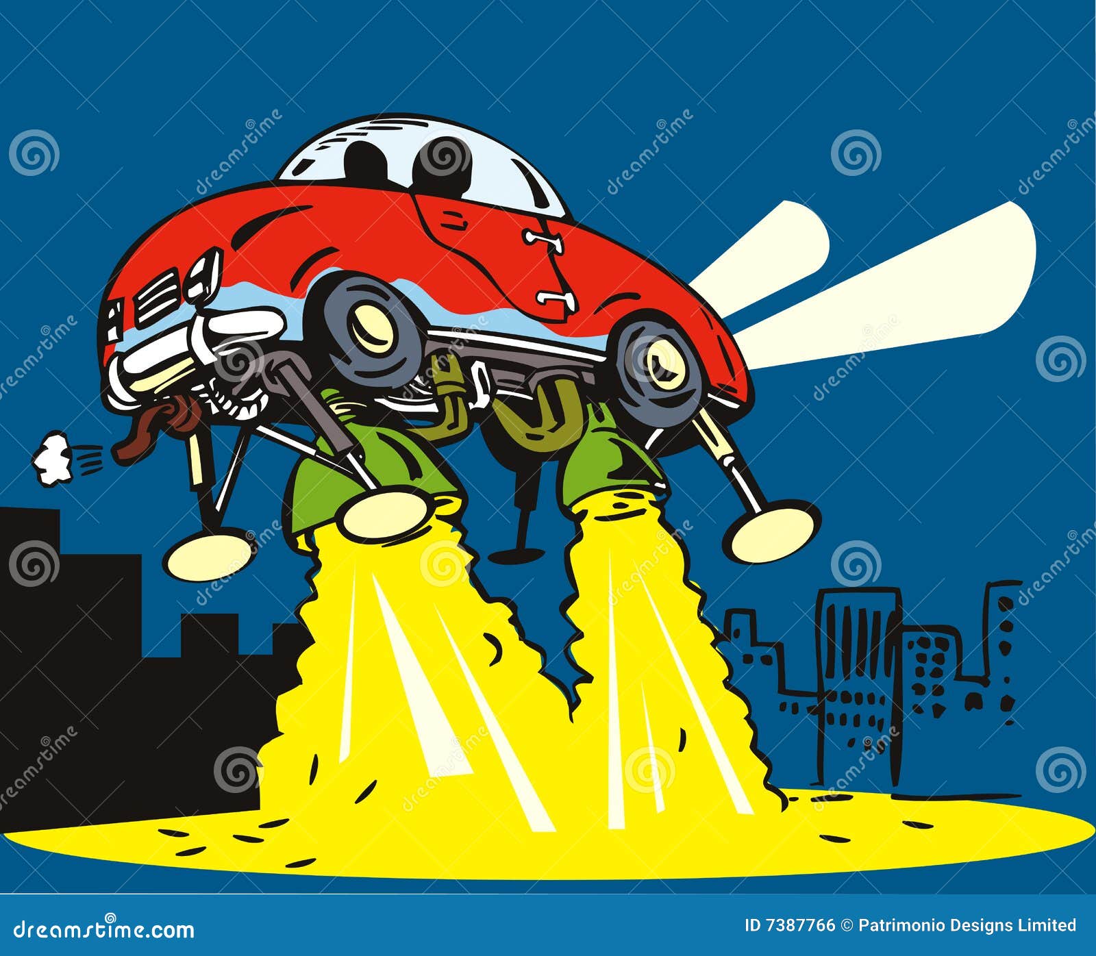 Space car taking off stock vector. Illustration of city - 7387766