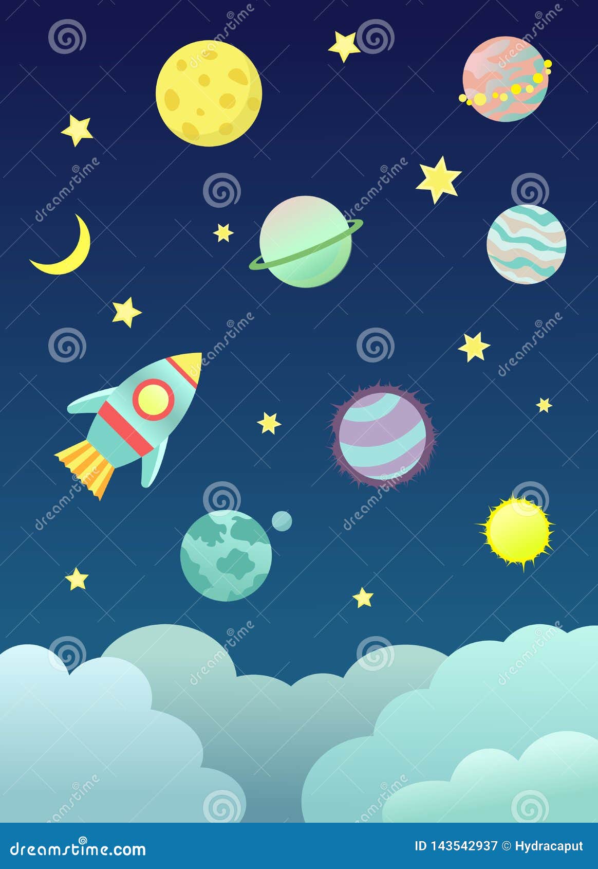 Space cartoon illustration stock vector. Illustration of cosmos - 143542937
