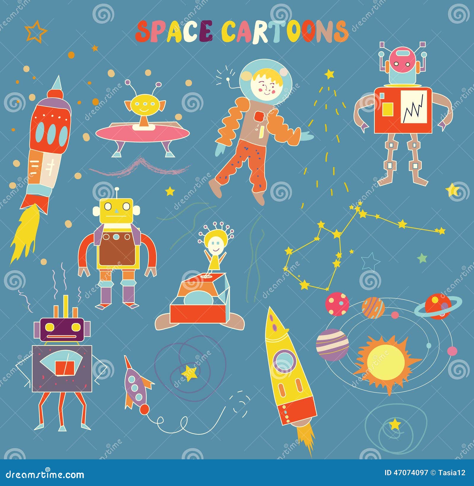 Space Cartoons for Child - Funny Design Stock Vector - Illustration of ...