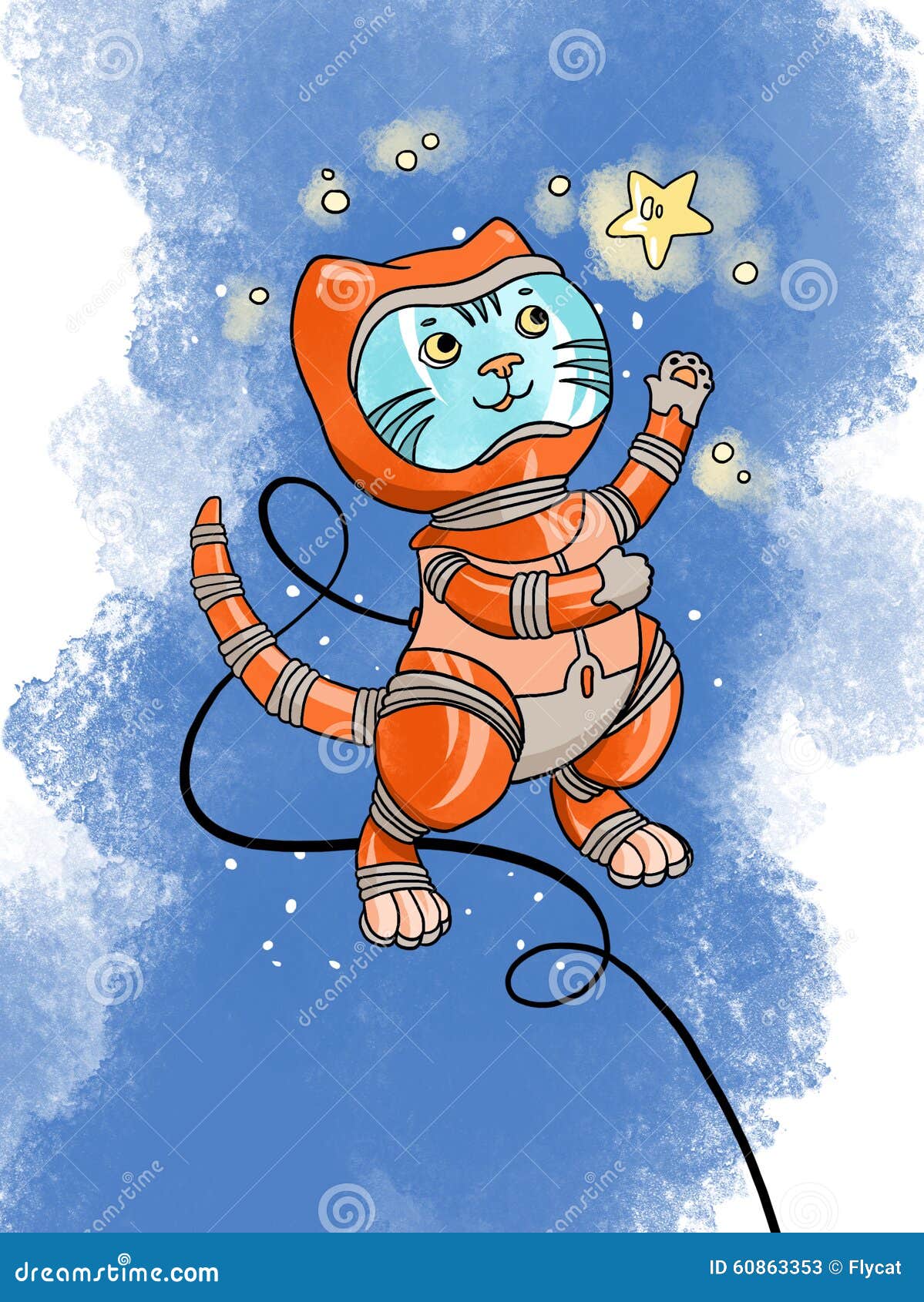 Space cat stock illustration. Illustration of stars, drawing - 60863353