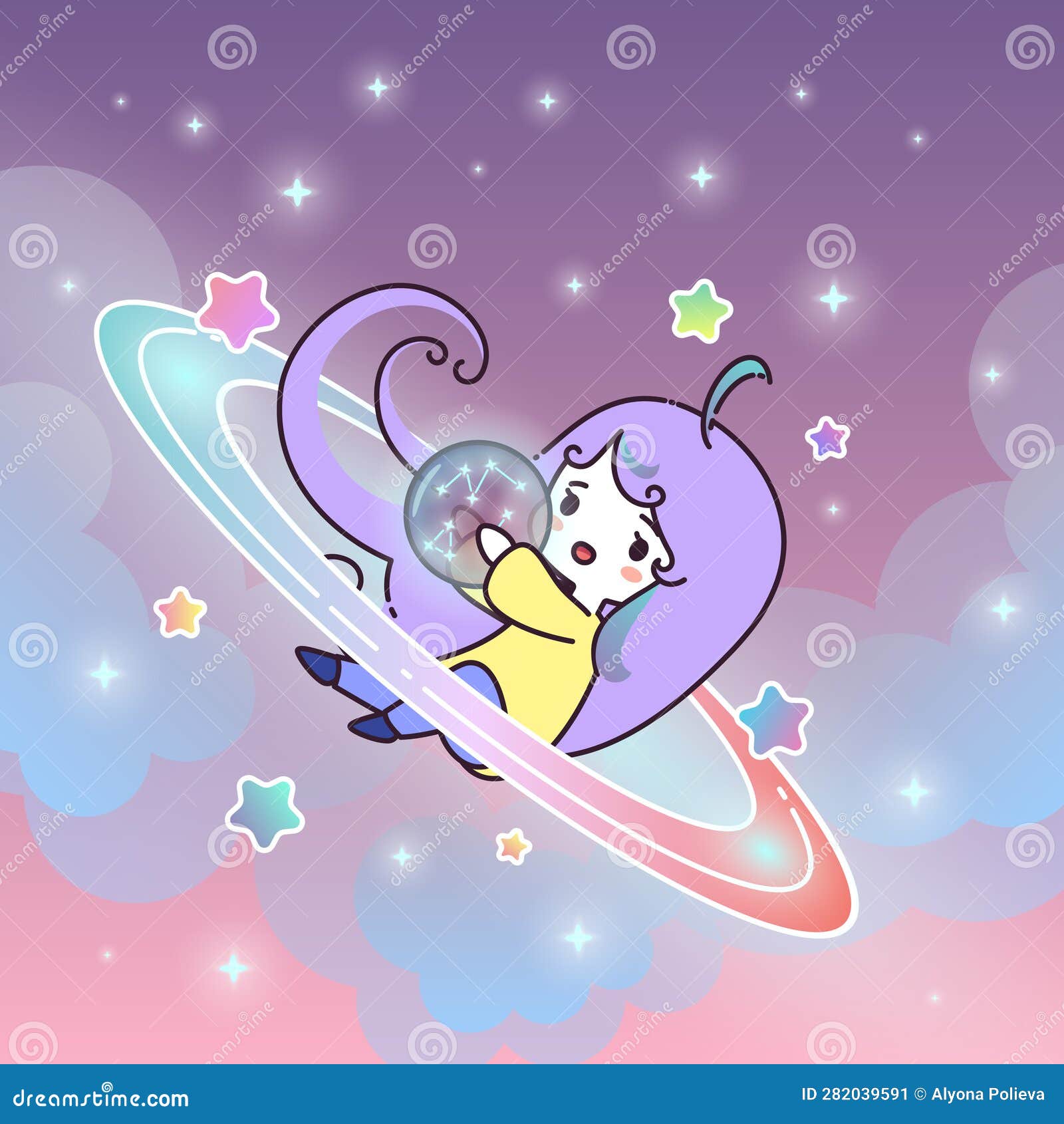 Space chibi girl stock vector. Illustration of fantasy - 282039591