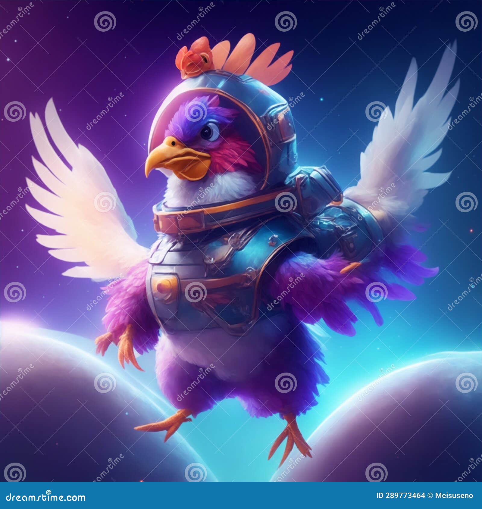 Space Chicken Character Illustration Stock Illustration - Illustration of spacesuit, rooster ...