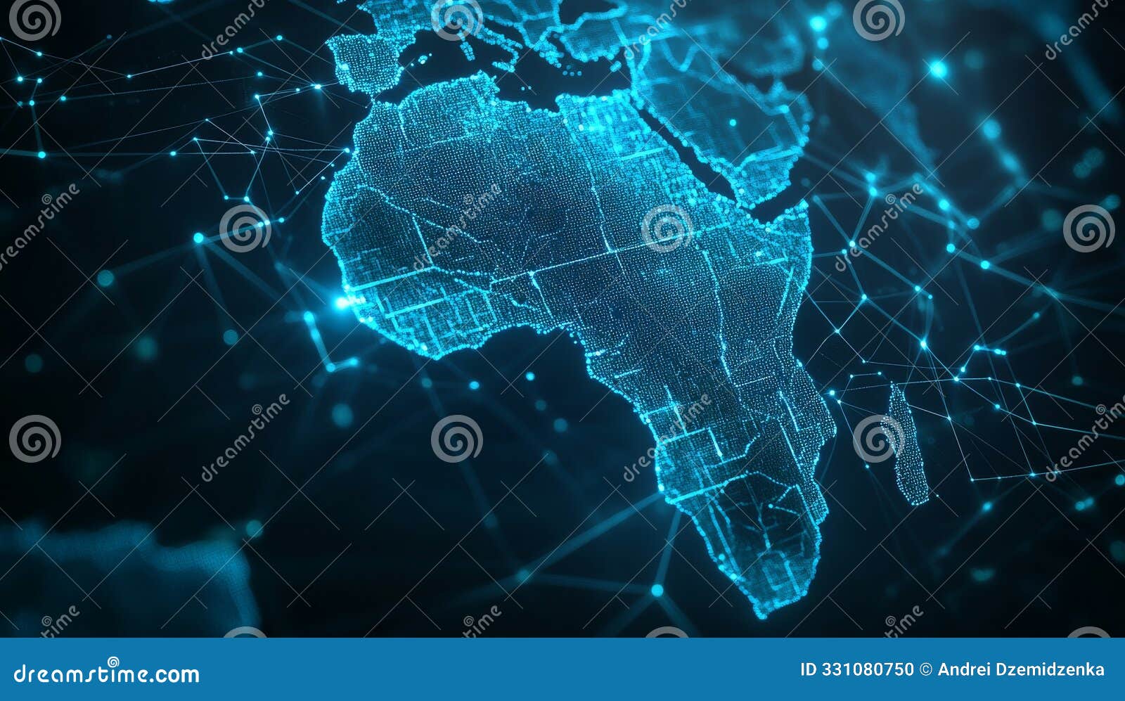 Space Cities and Countries Connected by Plexus Light Lines are Digital ...