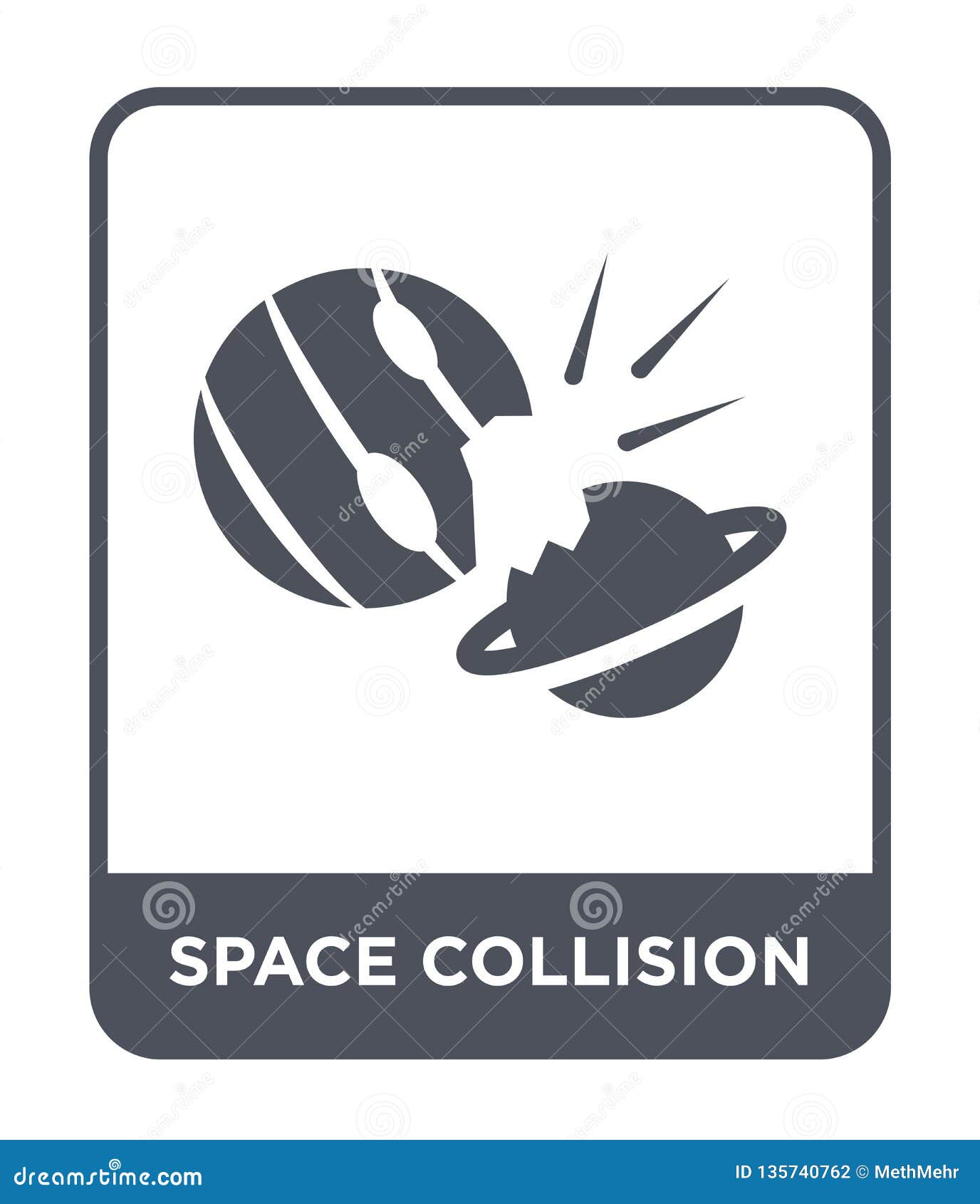 Space Collision Icon in Trendy Design Style. Space Collision Icon ...