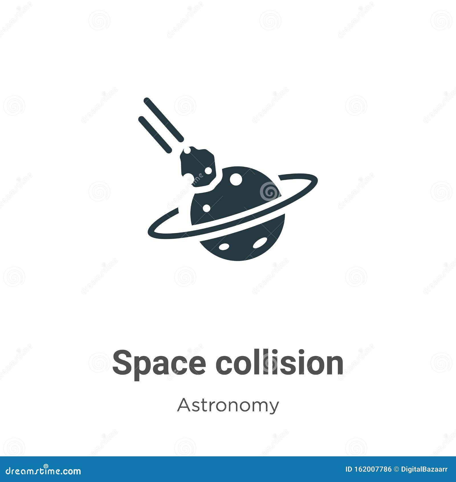 Space Collision Vector Icon on White Background. Flat Vector Space ...