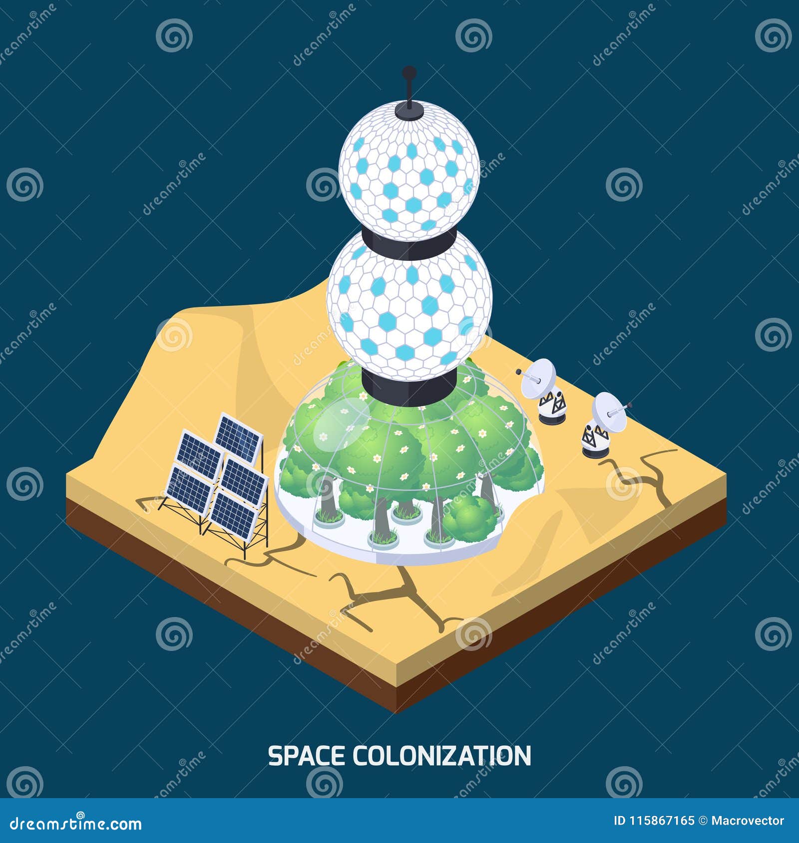 Space Colonization Modules Composition Stock Vector - Illustration of ...