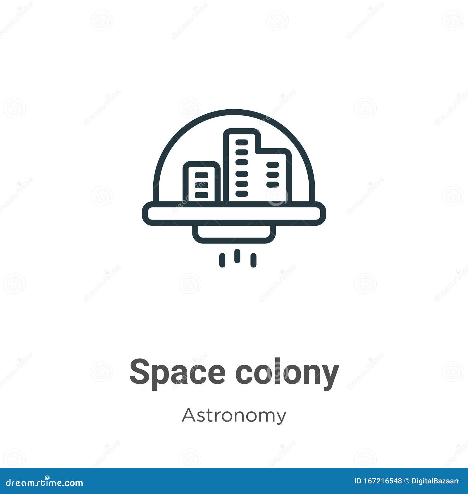 Space Colony Outline Vector Icon. Thin Line Black Space Colony Icon ...
