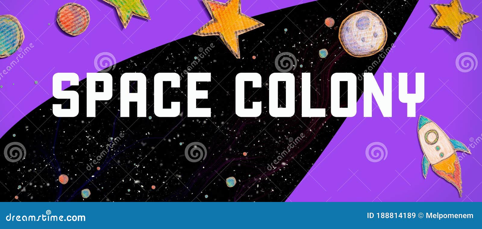 Space Colony Theme with a Space Background Stock Image - Image of ...