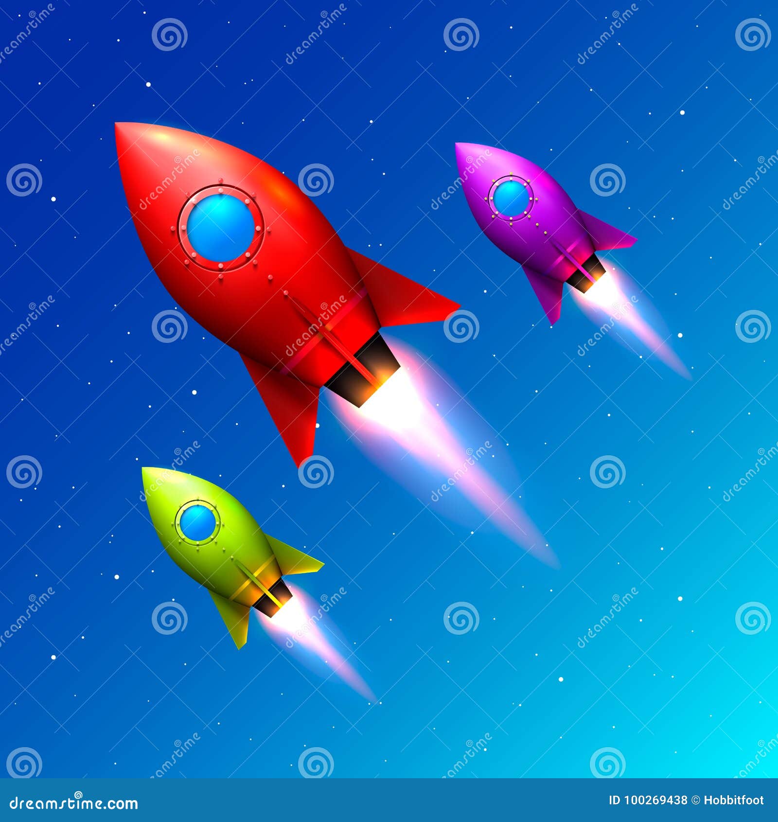Space Color Rockets Launch, Creative Idea. Stock Vector - Illustration ...