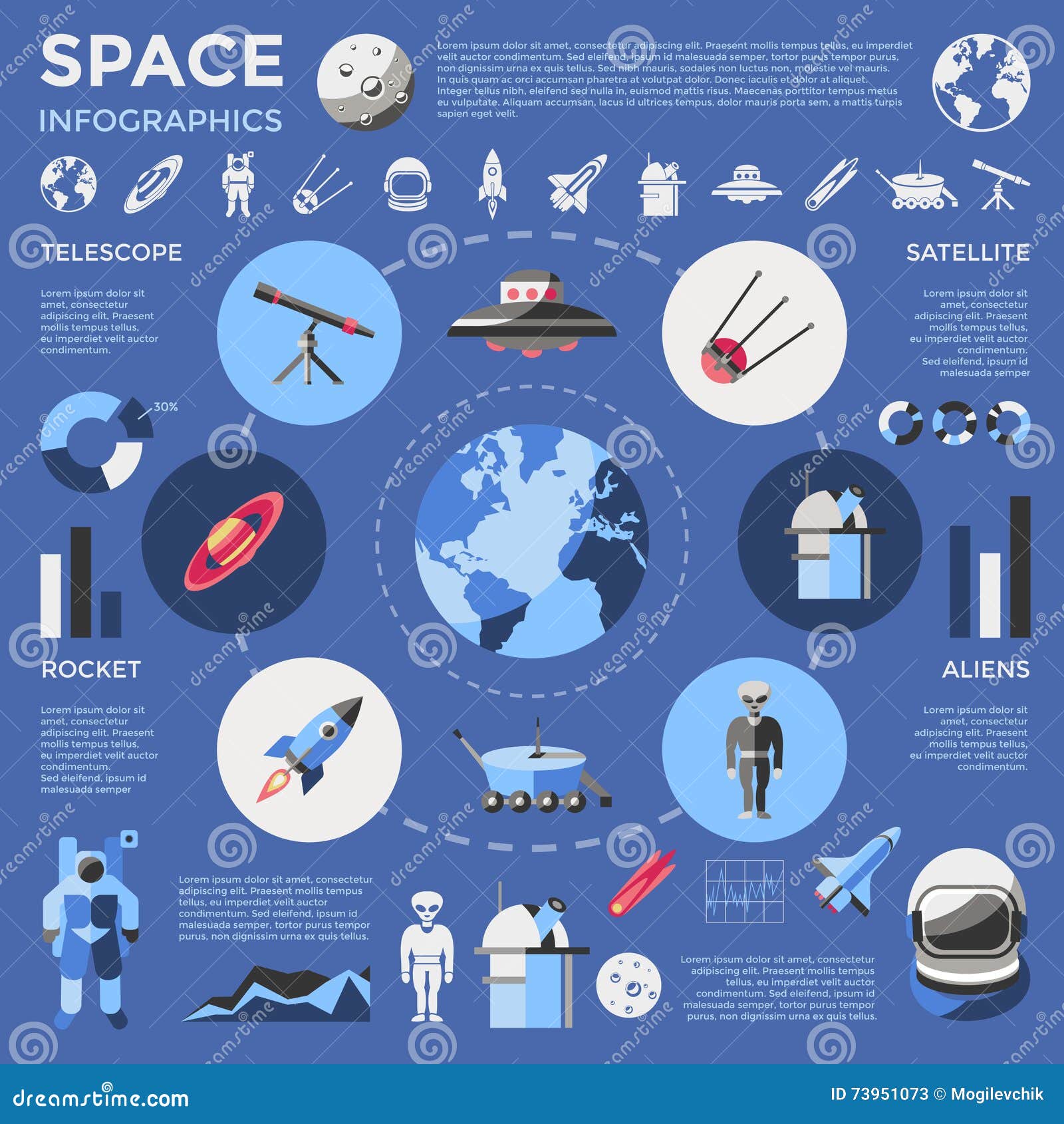 Space Colored Infographic stock vector. Illustration of elements - 73951073