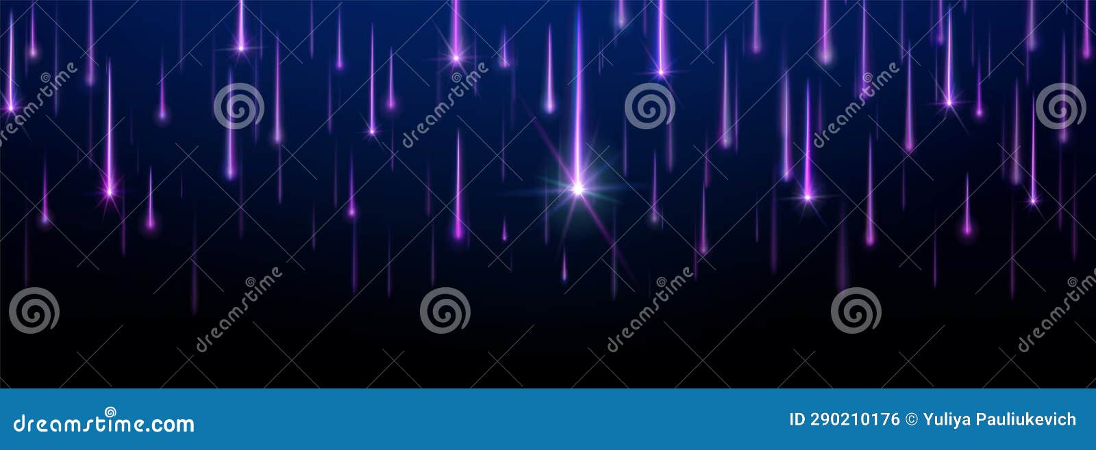 Space Comet Rain with Purple Neon Star Shower. Stock Vector ...