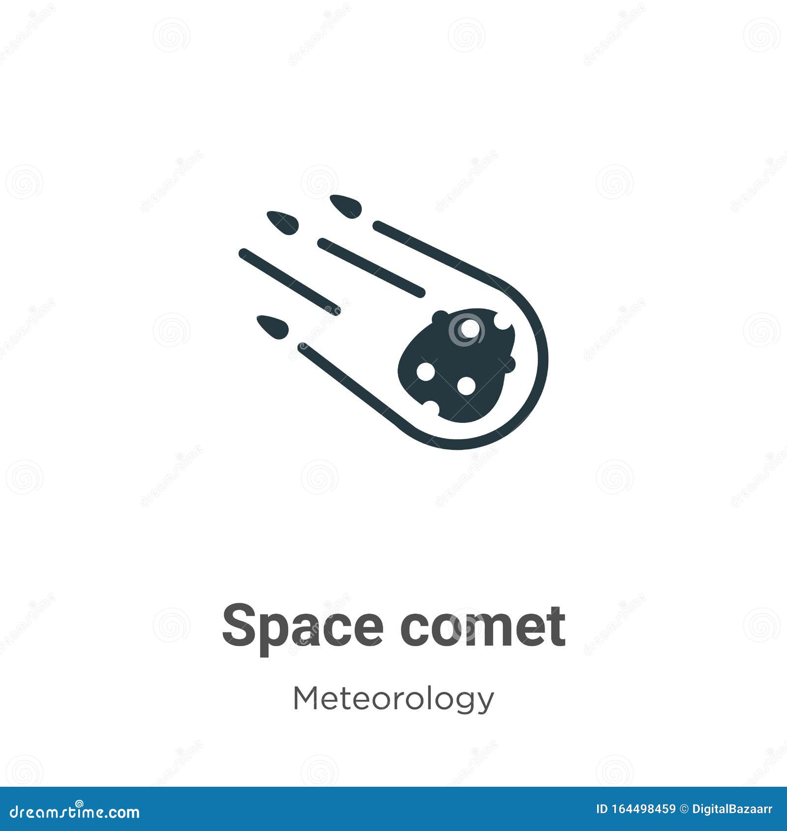 Space Comet Vector Icon on White Background. Flat Vector Space Comet ...