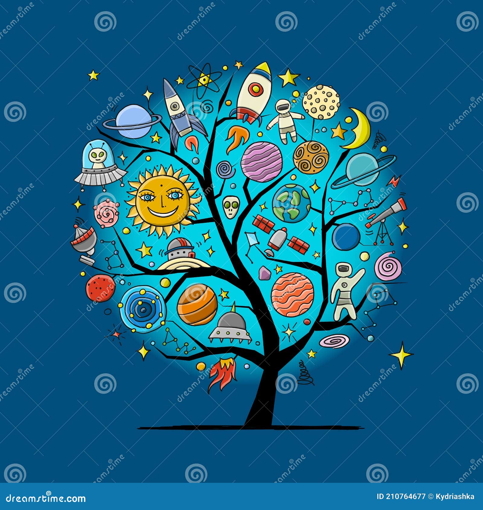 Space Concept Tree. Planets of the Solar System Stock Vector ...
