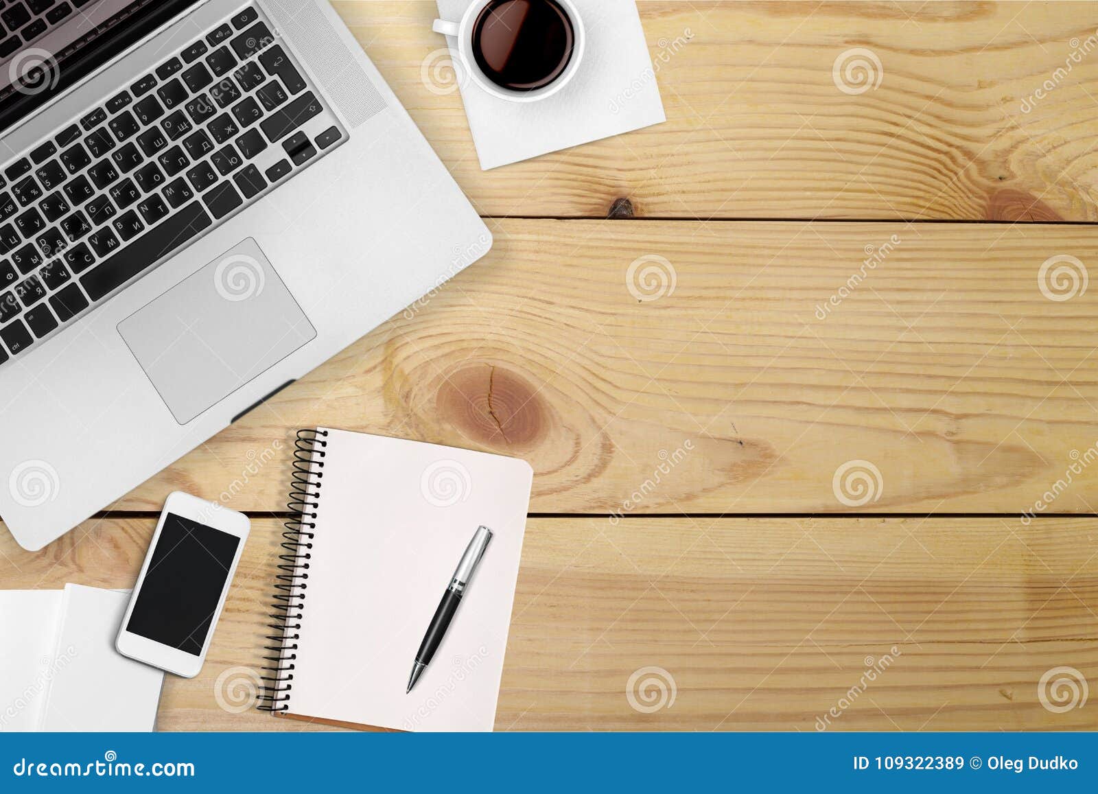 Conceptual Workspace, Laptop on Table Background Stock Image - Image of ...