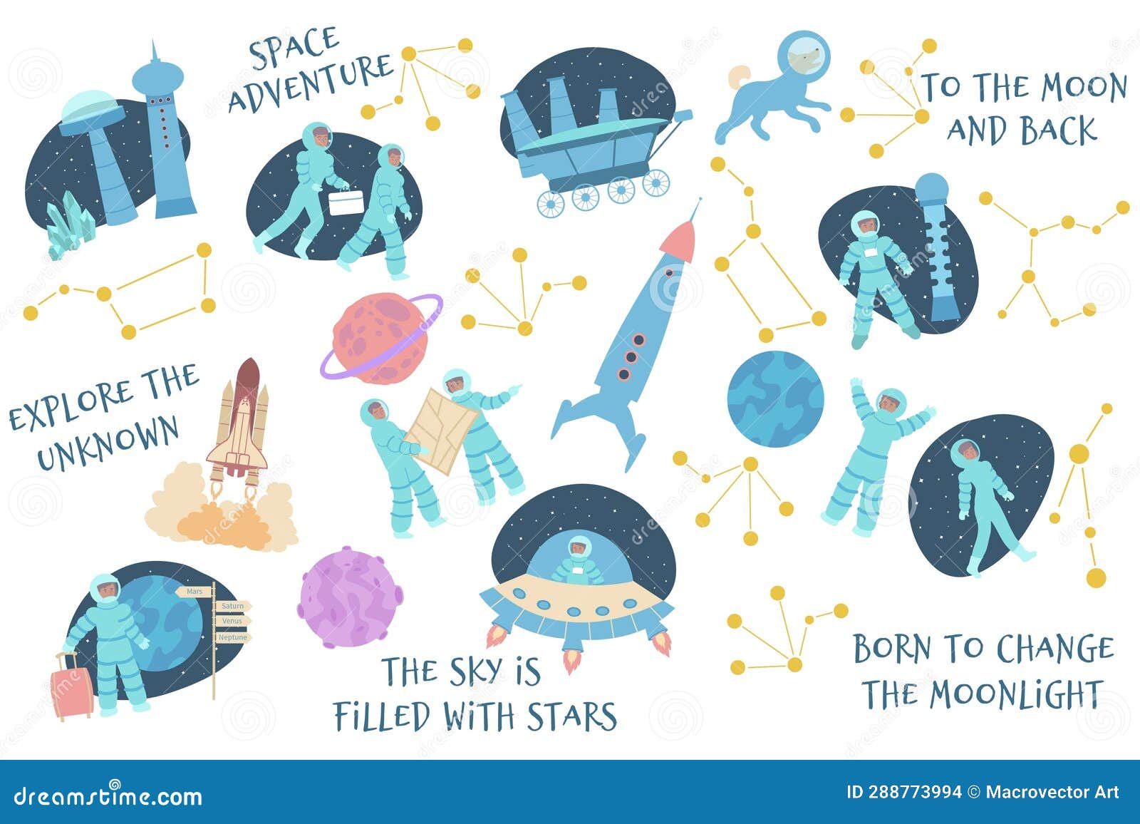 Space Constellations Text Composition Stock Vector - Illustration of ...