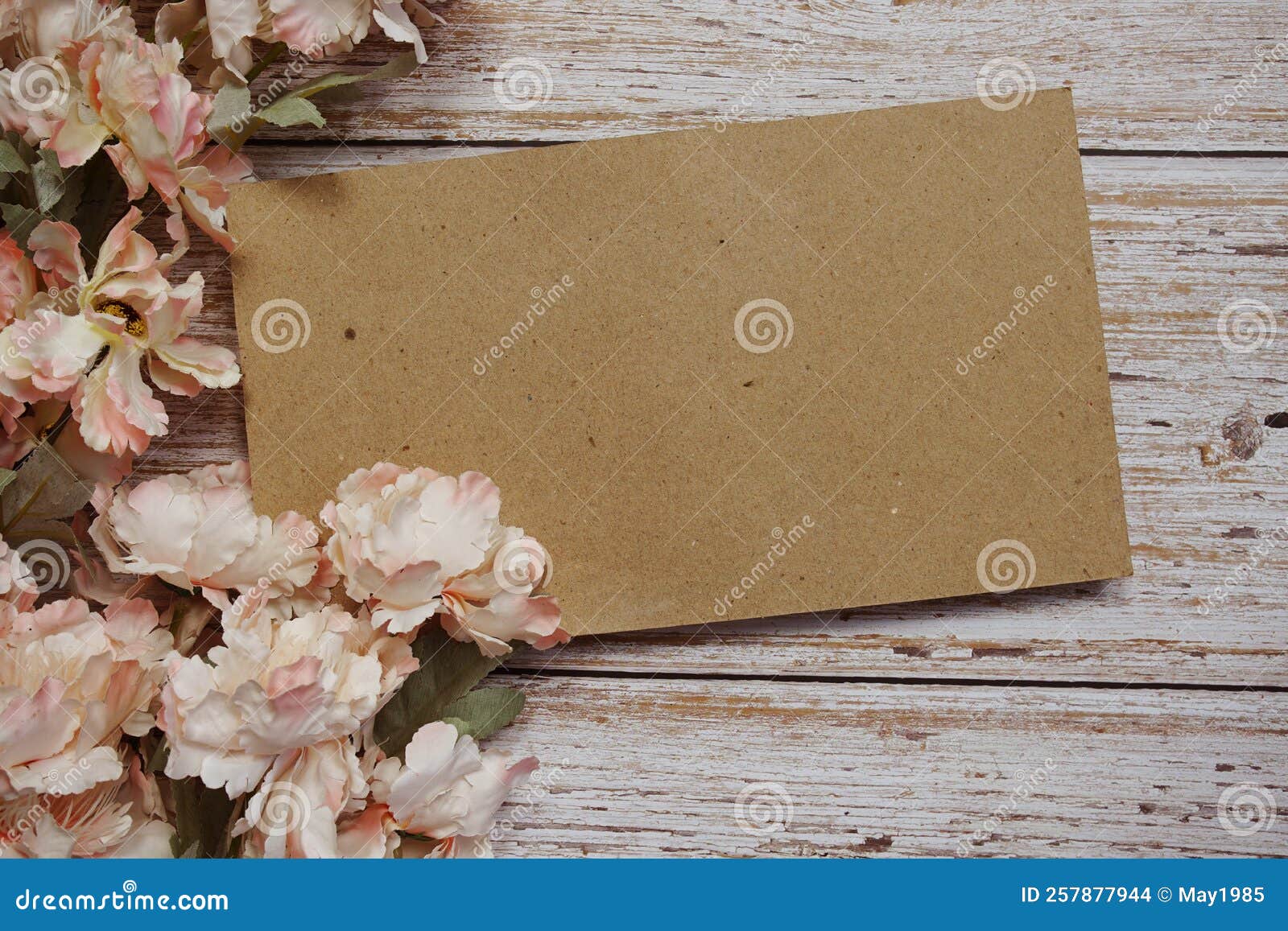 Space for Copy Background and Flower Decoration on Wooden Background ...