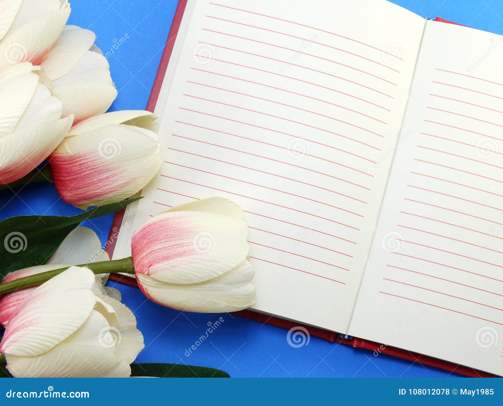 Open Notebook and Beautiful Calla Artificial Violet Flowers Bouquet ...